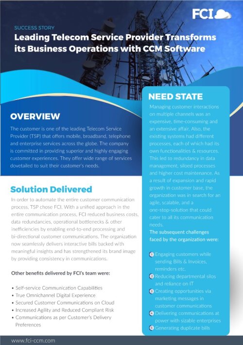 Leading Telecom Service Provider Automated Their Entire CCM Process